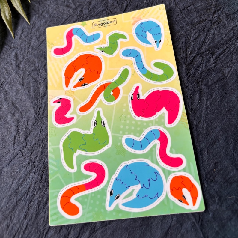 Silly Worms | Sticker Sheet - Etsy