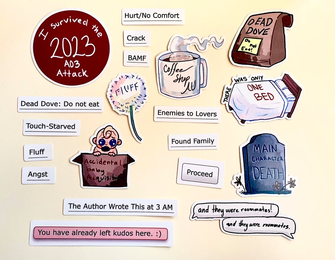 BUNDLE - Fanfiction Stickers, AO3 Tags - 20 Stickers - Wattpad, Humor ...