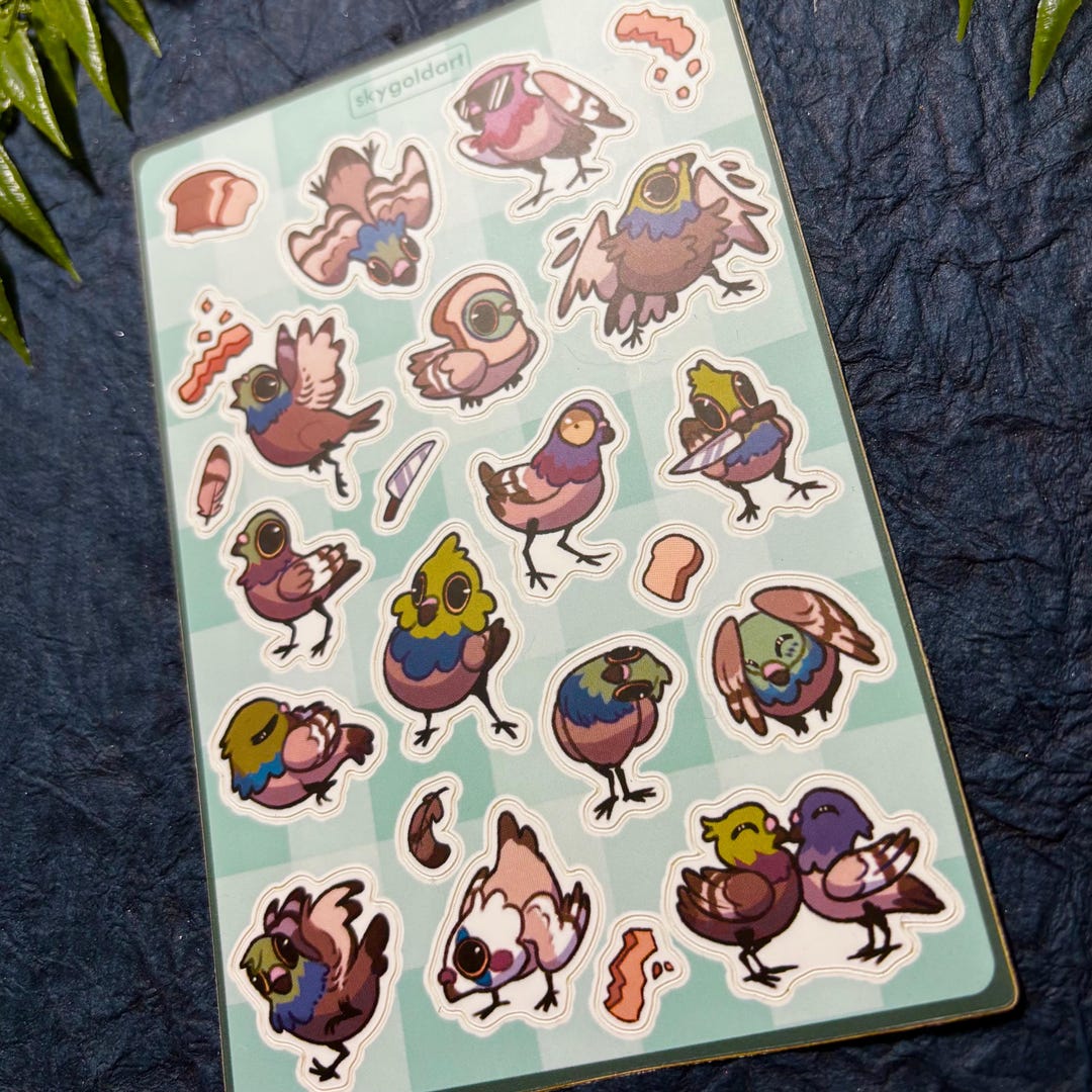 Pigeon Sticker Sheets, Derpy, Animals Aesthetic, Style, Drawing, Glossy ...