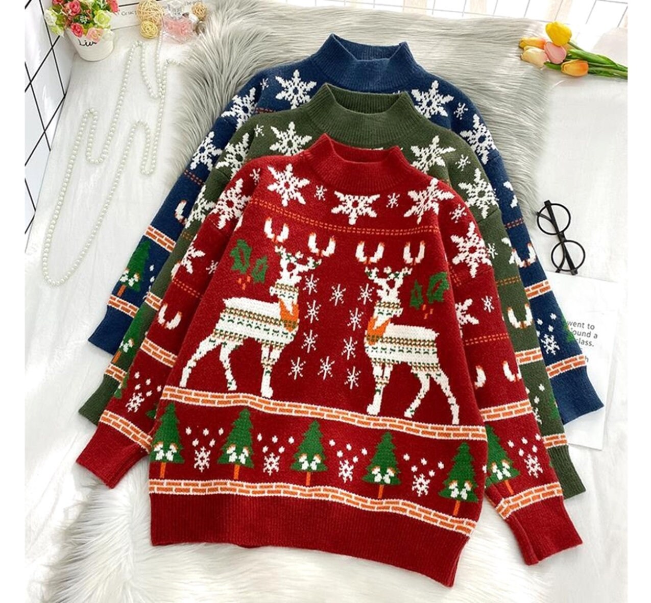 Knit Sweater Deer - Etsy