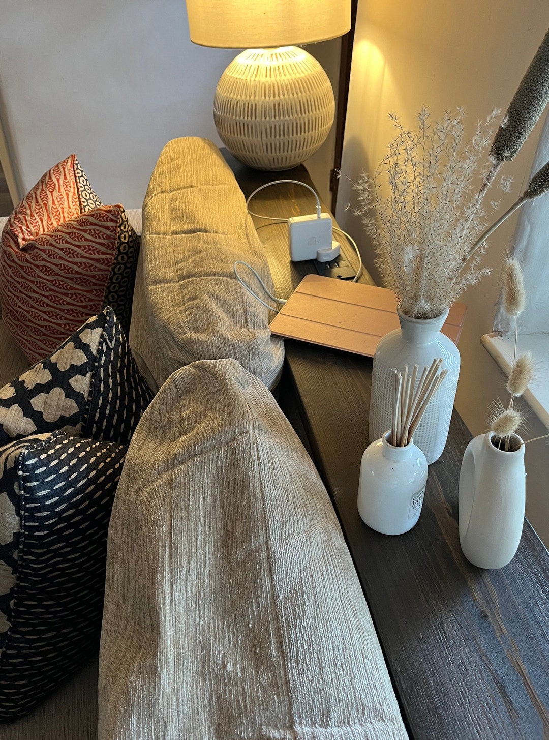 Bespoke Behind Sofa Console Table With Recessed Power Outlet - Etsy UK