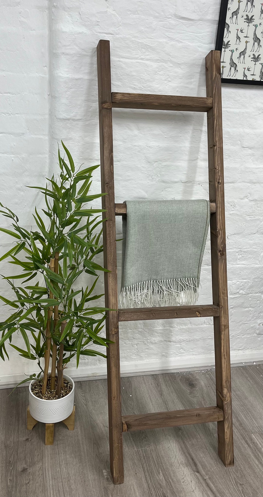 Rustic Handmade Wooden Towel Ladder - Etsy UK