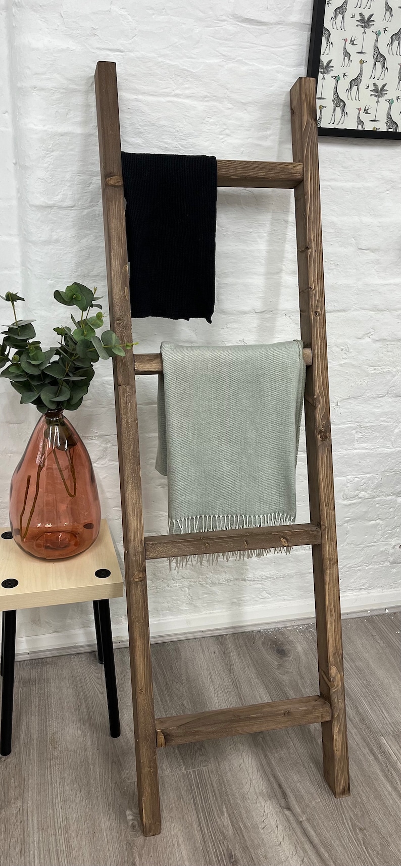 Rustic Handmade Wooden Towel Ladder - Etsy UK