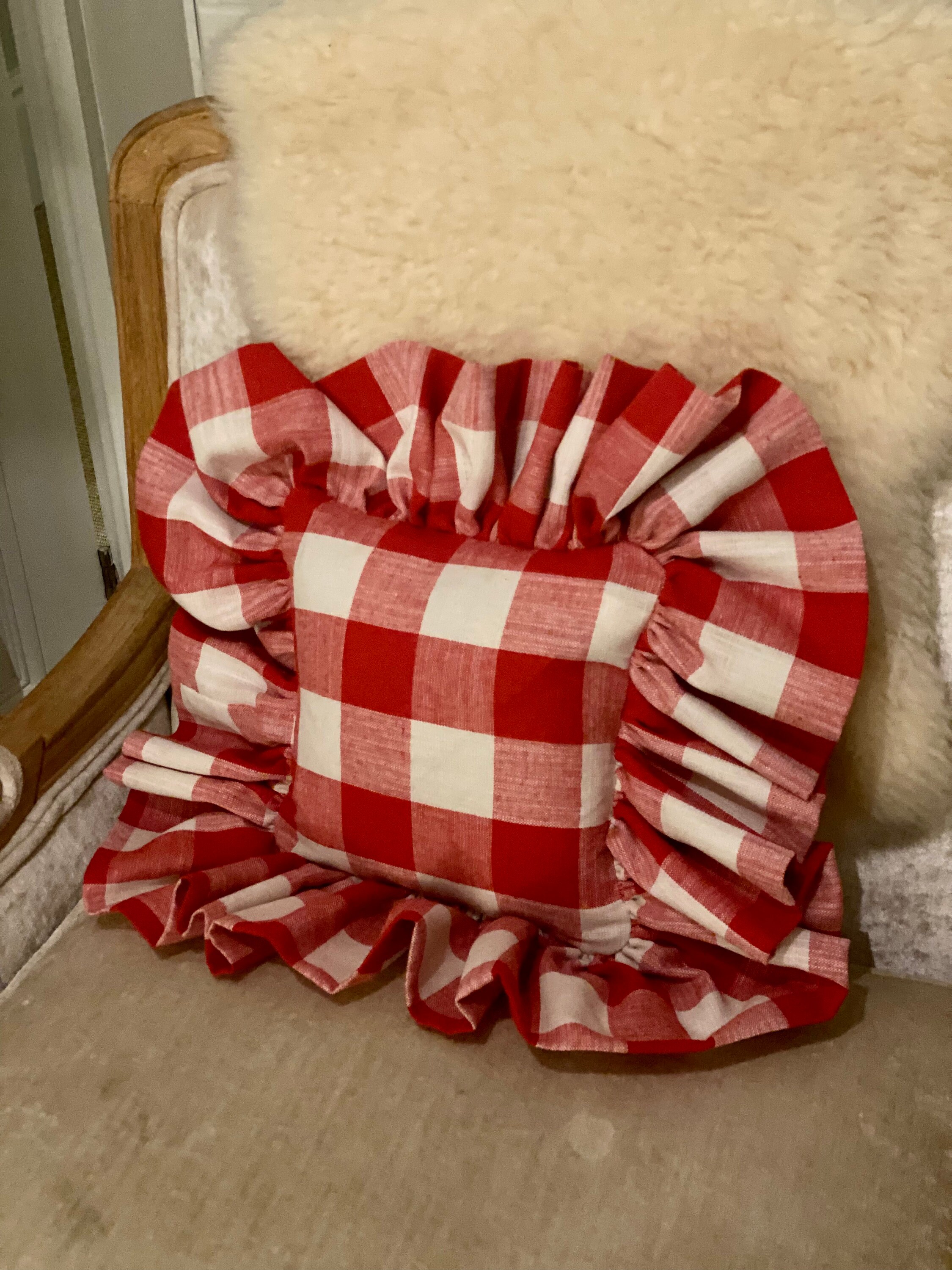Ruffle Cushion Red Gingham Check - Etsy
