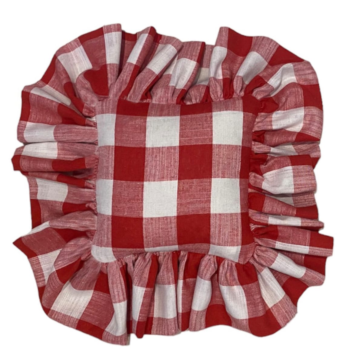 Ruffle Cushion Red Gingham Check - Etsy