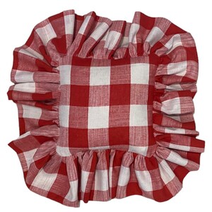 Ruffle Cushion Red Gingham Check - Etsy