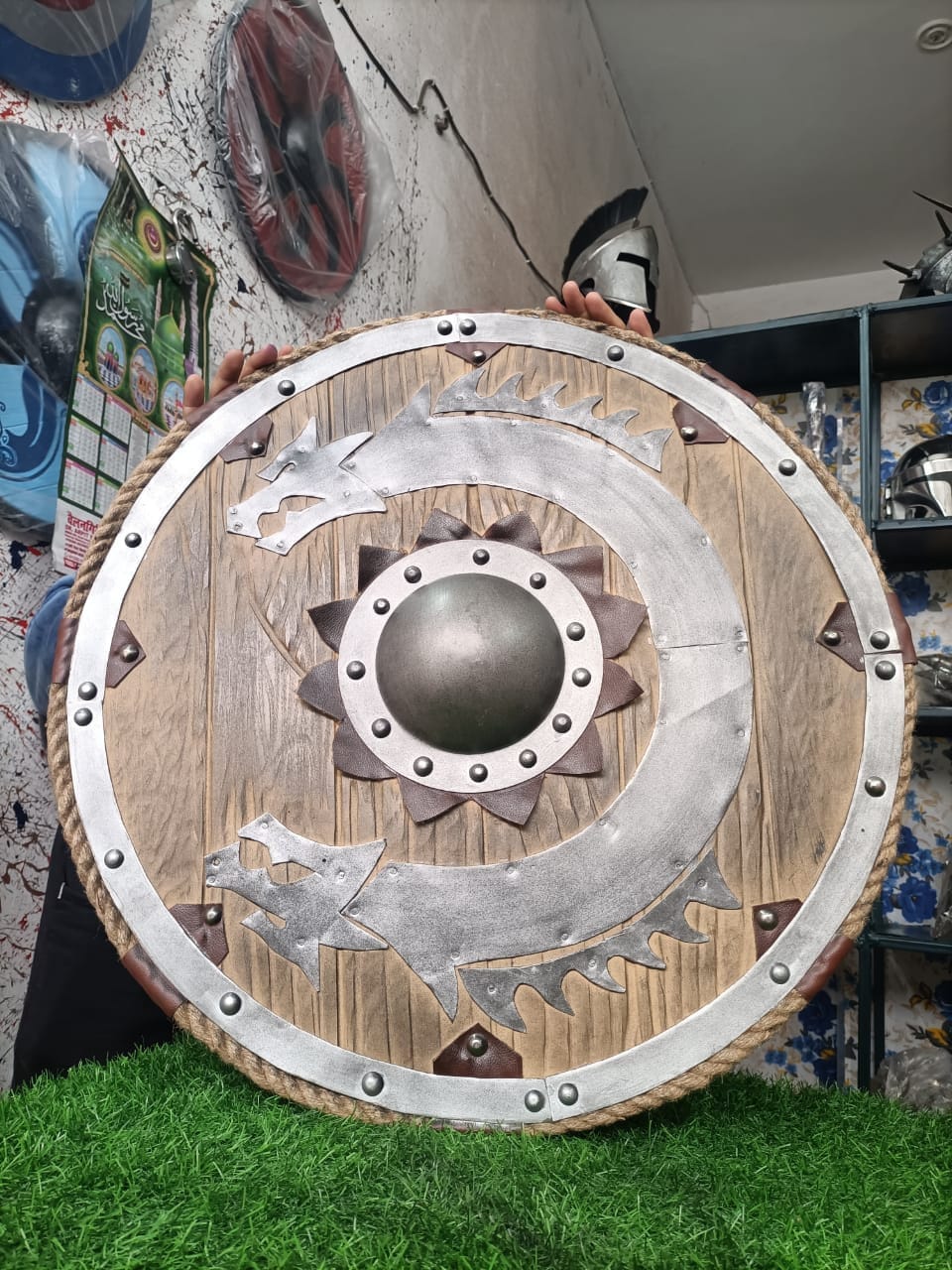 Bouclier de dragon médiéval-bouclier rond-bouclier rond Viking-Cosplay ...