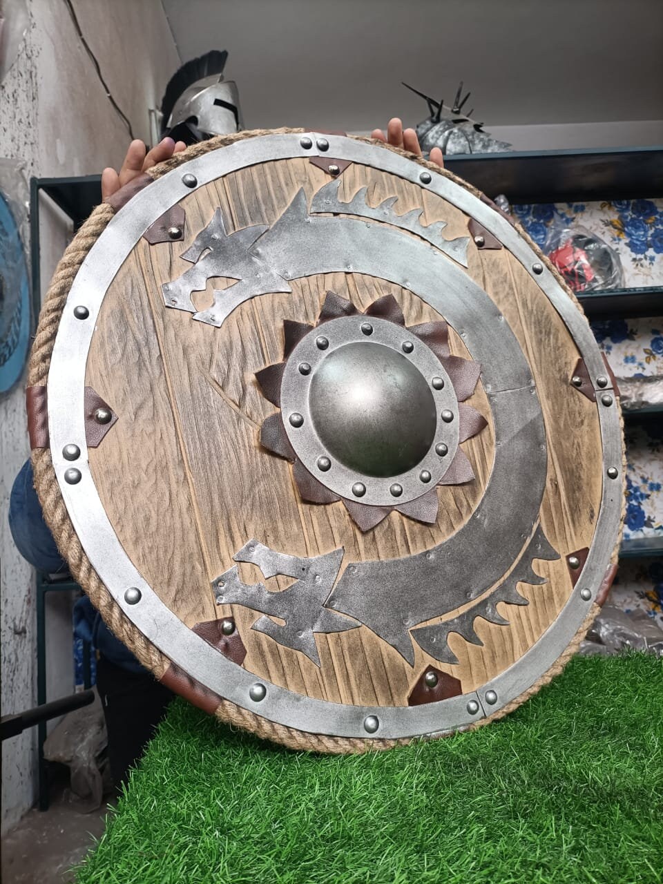 Bouclier de dragon médiéval-bouclier rond-bouclier rond Viking-Cosplay ...