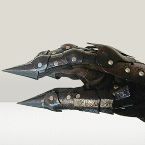 Medieval Knight Black Gothic Gauntlet Aching Gloves SCA Cosplay Battel ...