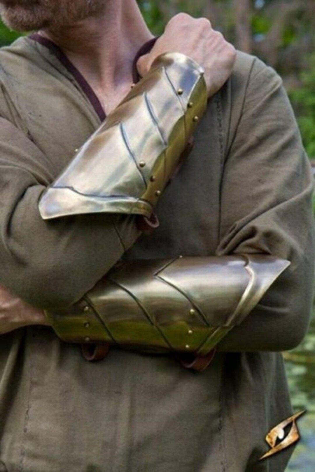 Medieval Arm Guard Wrist Armor Warrior Brass Finish Arm Guard Pair ...