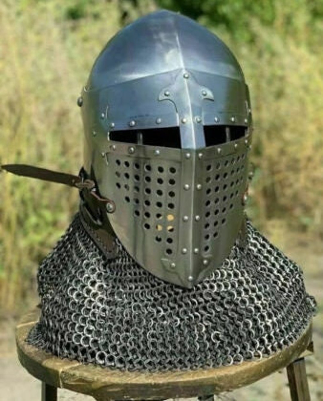 Medieval Barbutachainmail Helmet Steelbarbuta Helmetlarp Costume Helmet ...