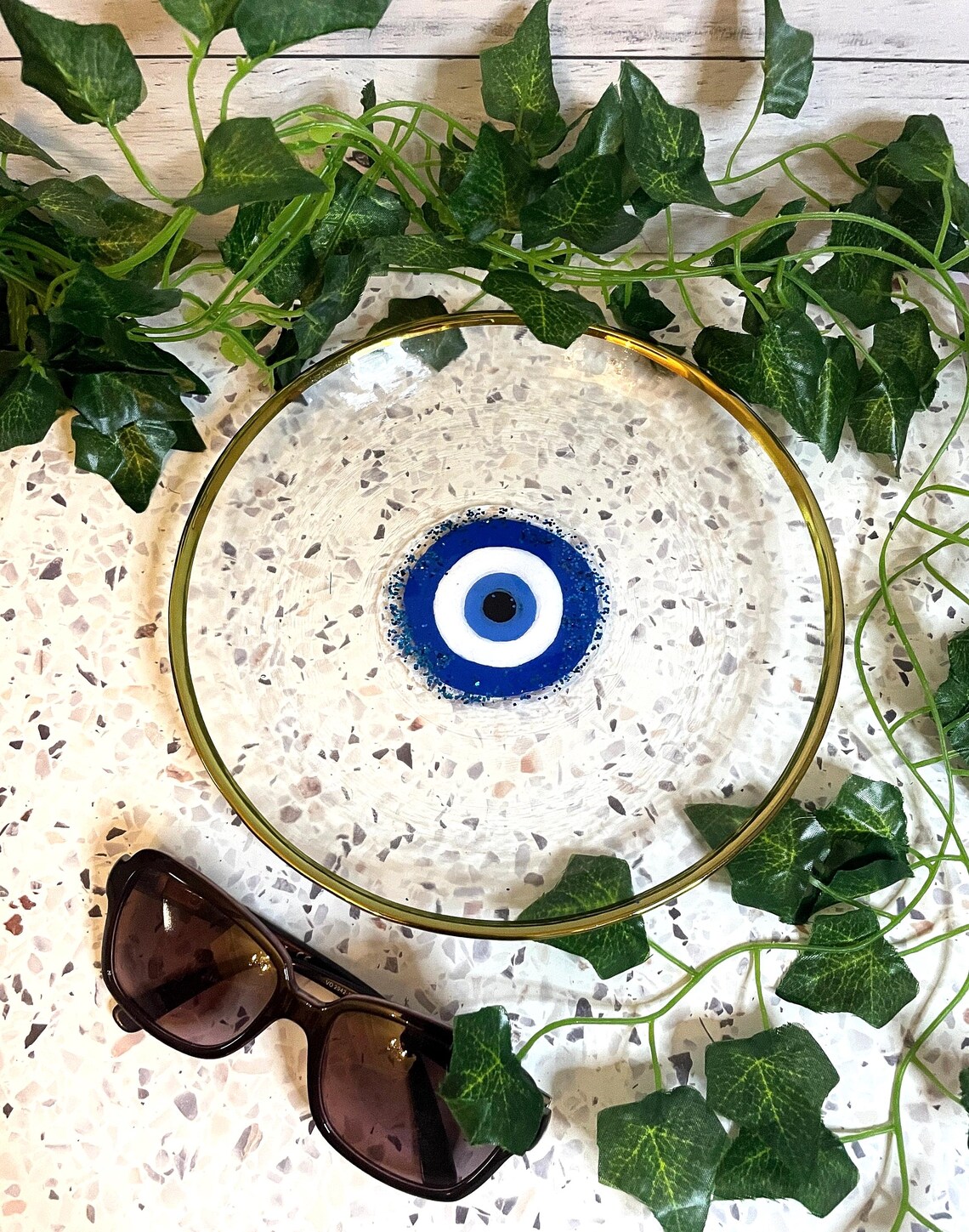 Hand-painted Evil Eye Display Dish | Resin Coated Trinket Tray ...