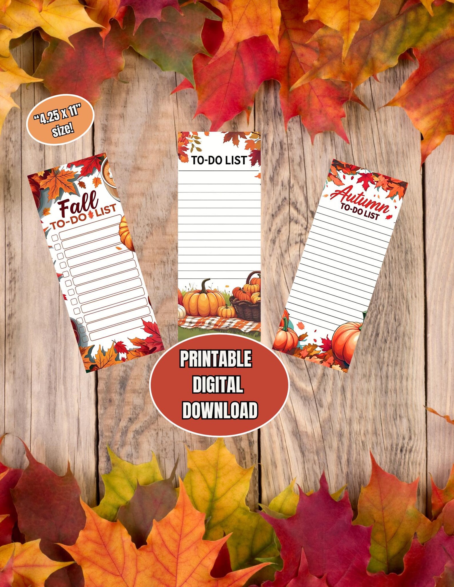 3 Beautiful Autumn To-do List Printable’s, Instant Download, Digital ...