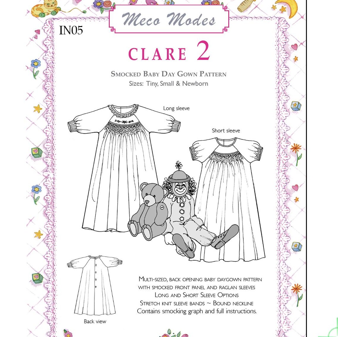 CLARE 2 - PDF Pattern for a Baby Daygown - Etsy