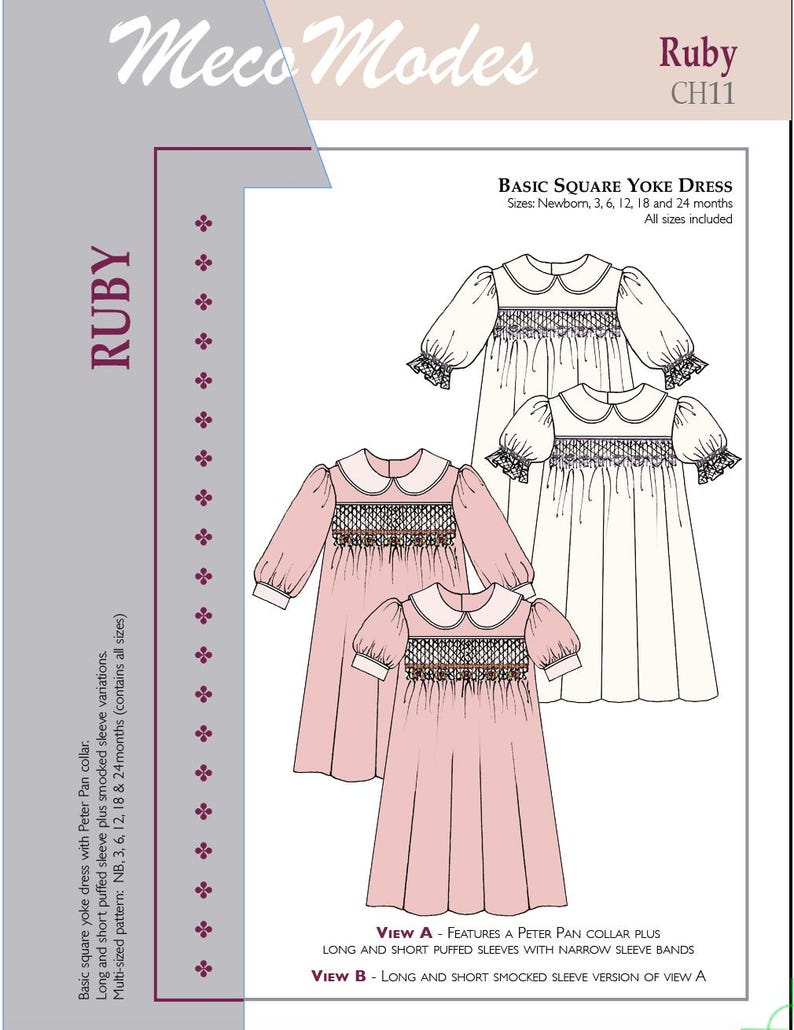 RUBY PDF Pattern for Child's Smocked Dress - Etsy