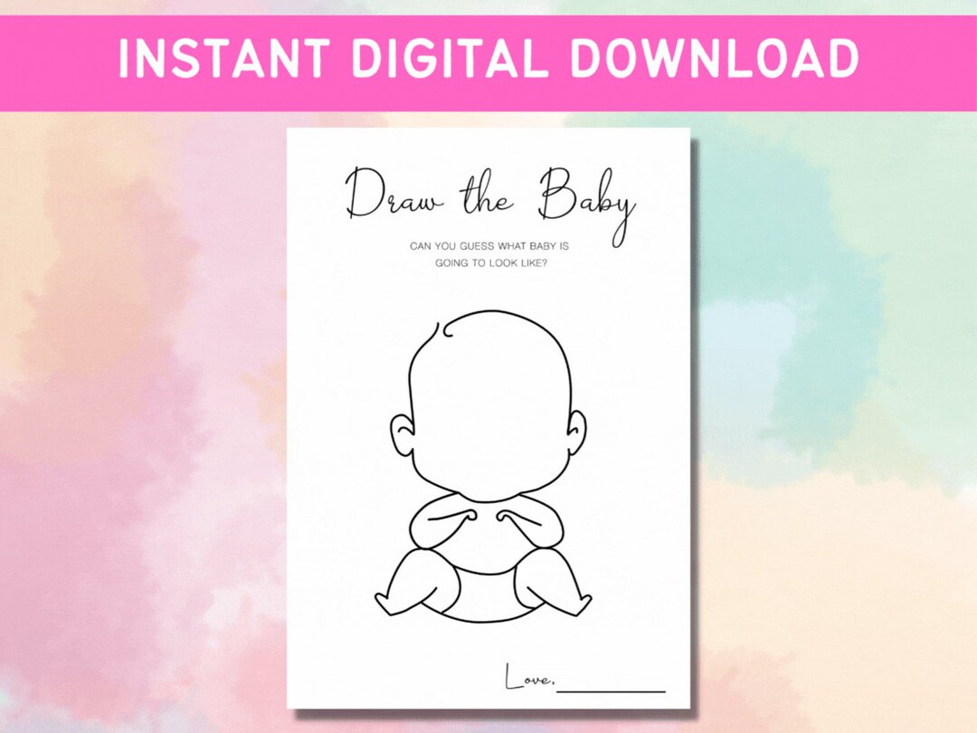 Draw the Baby Baby Shower Game Minimalist Theme 11 X 8.5 - Etsy UK
