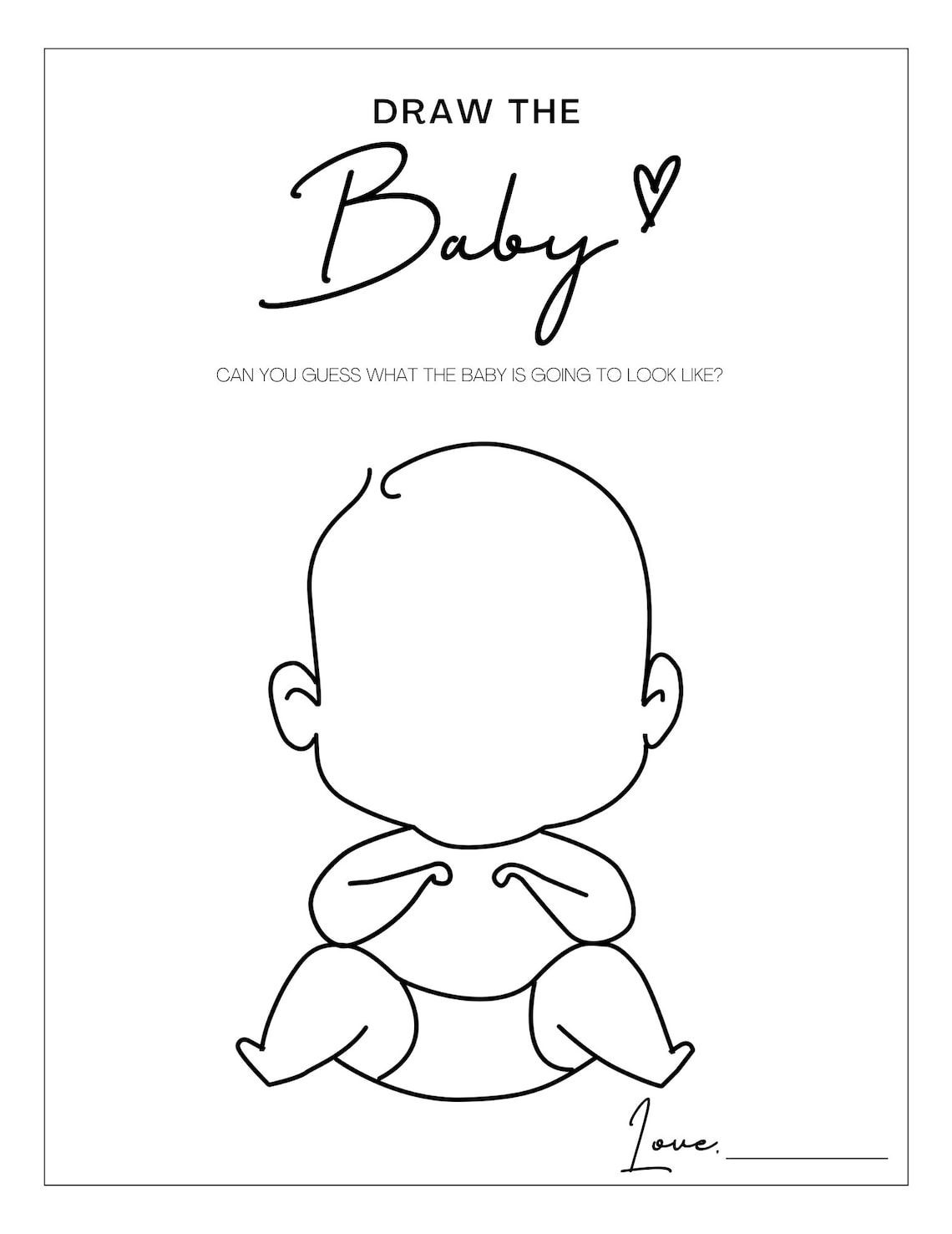 Minimalist Draw the Baby Game, Baby Shower Game, Gender Neutral Game ...