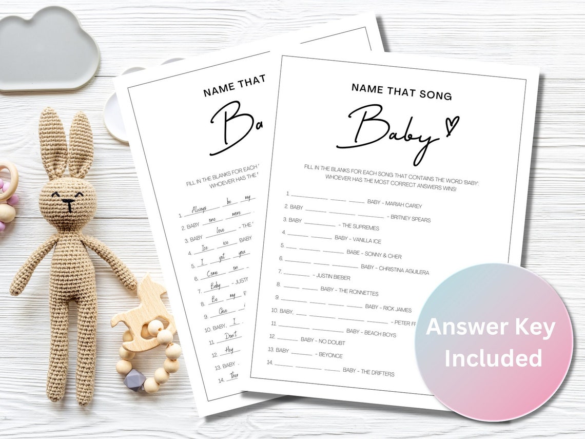 Bordered Name That Song Baby | Printable Baby Shower Games | Baby ...