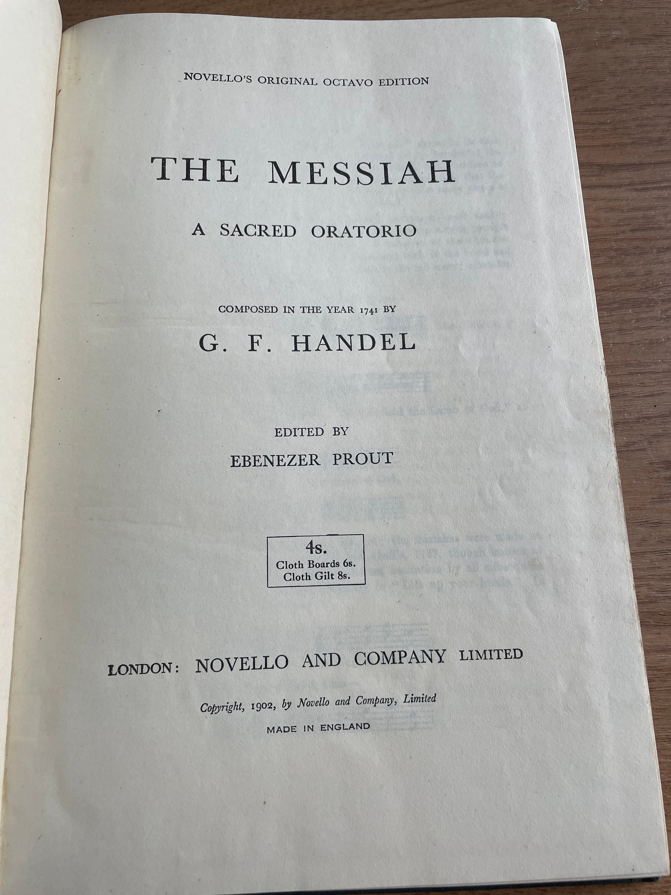 The Messiah A Sacred Oratorio Composed by G.F. Handel Edited by ...
