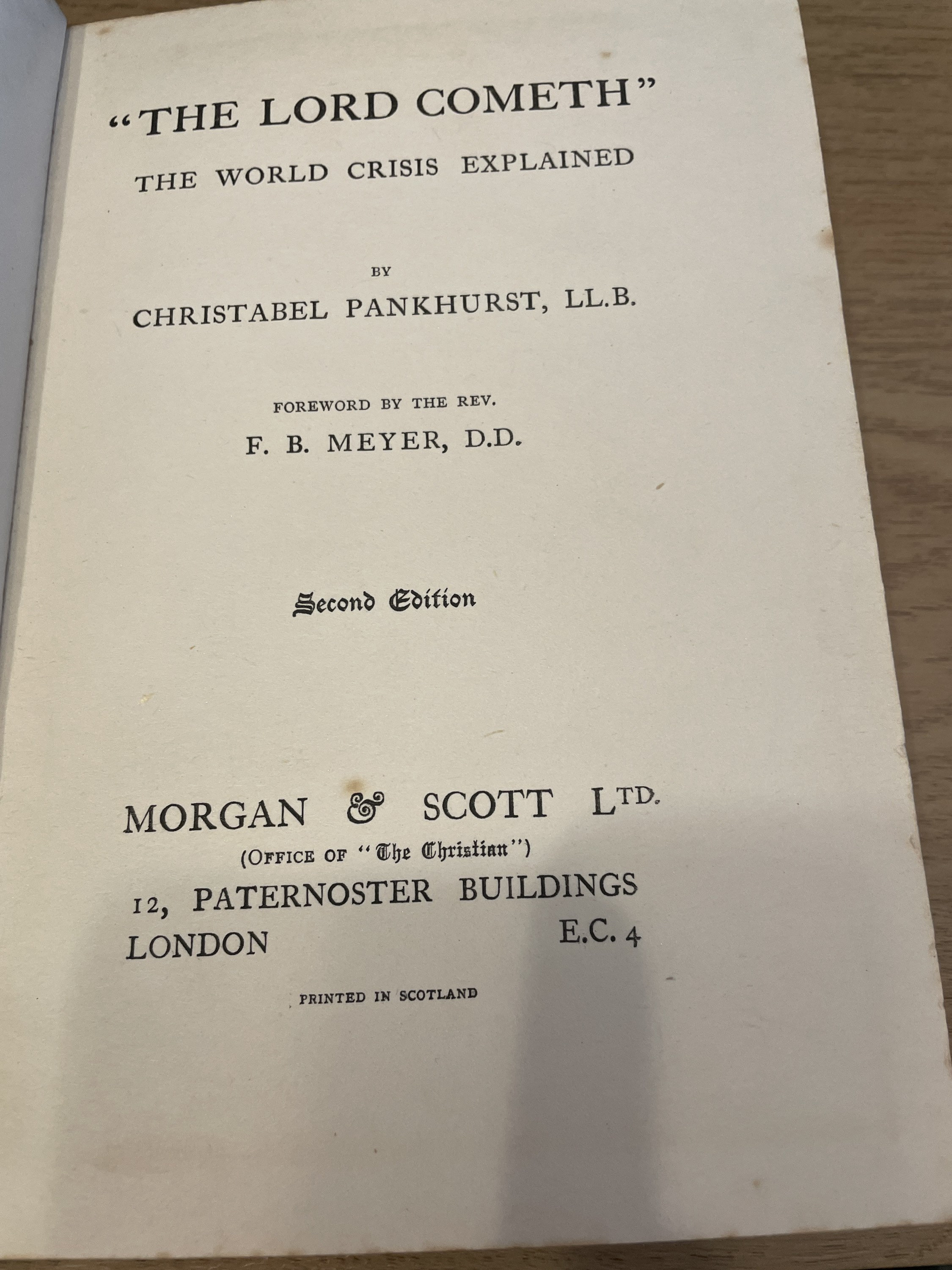 The Lord Cometh the World Crisis Explained Pankhurst, Christabel, Dame ...