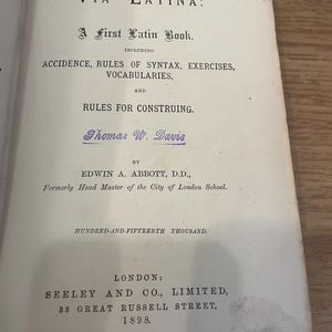 Via Latina A First Latin Book by Edwin A. Abbot 1898 - Etsy