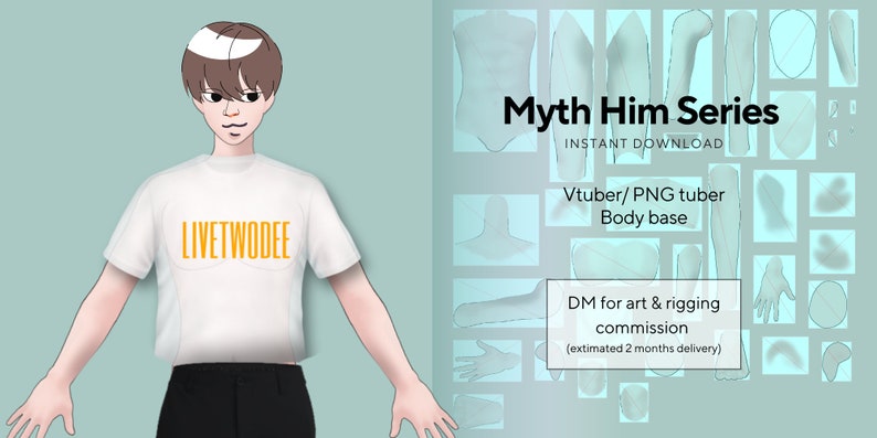 Modelo Vtuber masculino Base del cuerpo .PSD / Capas separadas ...