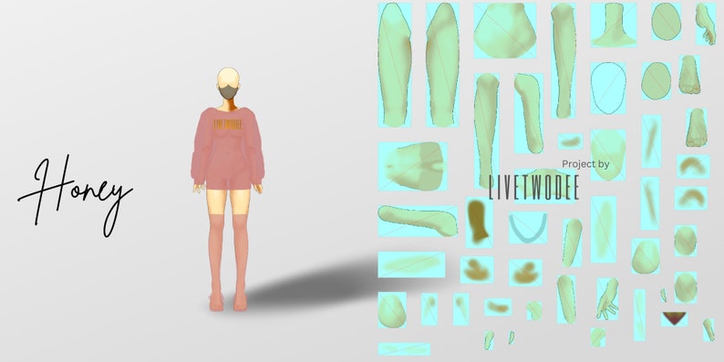 Vtuber Model 3d-looking Body Base .PSD Separated Layers Vtuber Assets ...