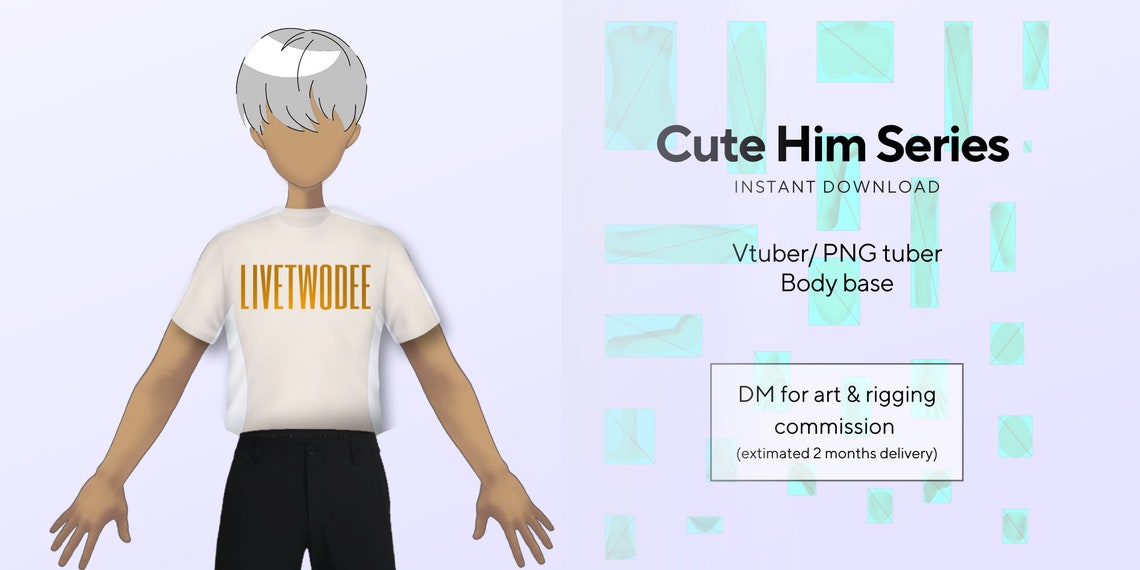 Boy/male Body Base .PSD Separated Layers Live2d Vtuber Model Vtuber ...