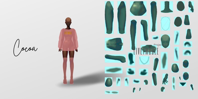 Vtuber Model 3d-looking Body Base .PSD Separated Layers Vtuber Assets ...