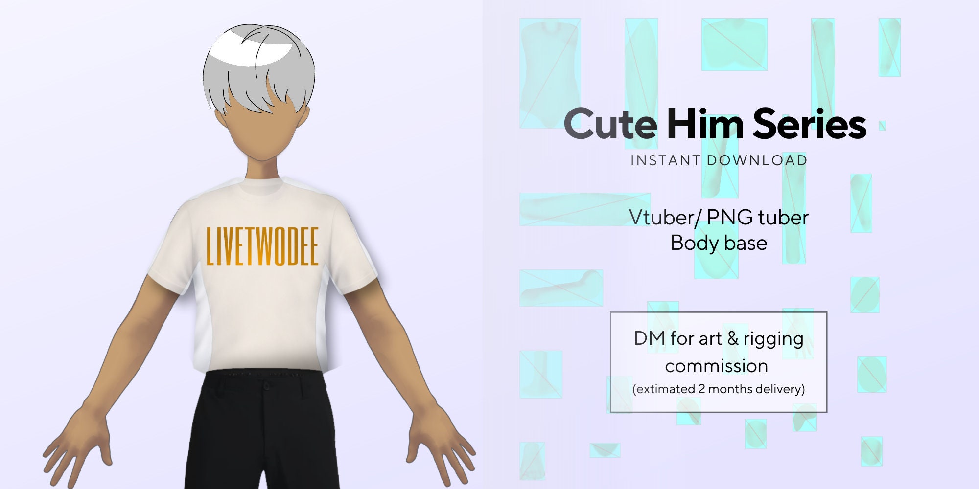 Boy/male Body Base - .PSD | Separated Layers | Live2d Vtuber Model ...