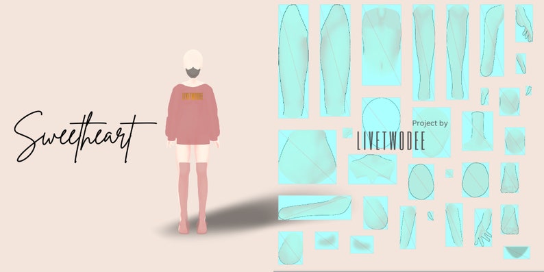 Cute Vtuber Model - Body Base - .PSD | Separated Layers | Vtuber Assets ...