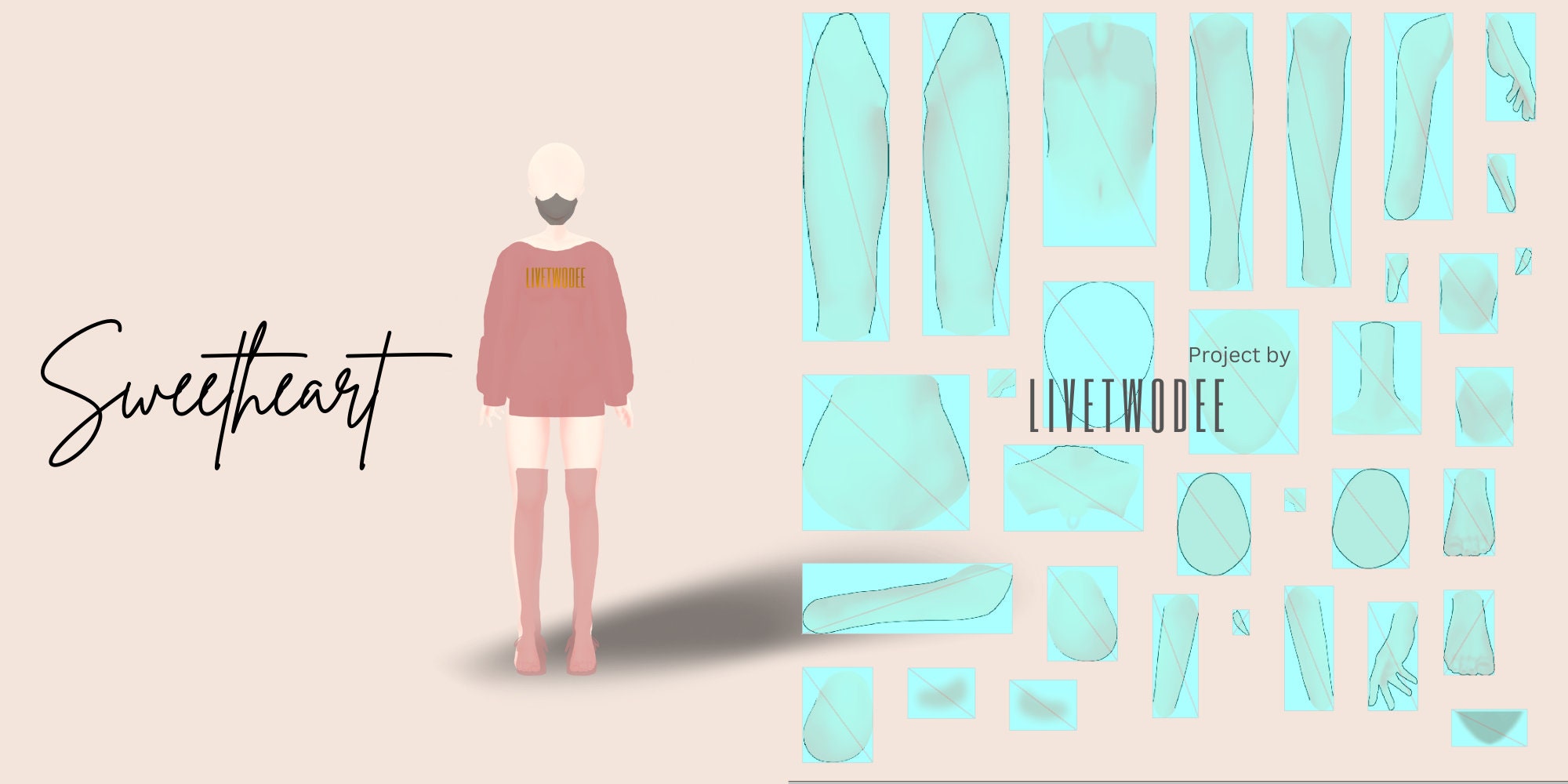 Cute Vtuber Model - Body Base - .PSD | Separated Layers | Vtuber Assets ...