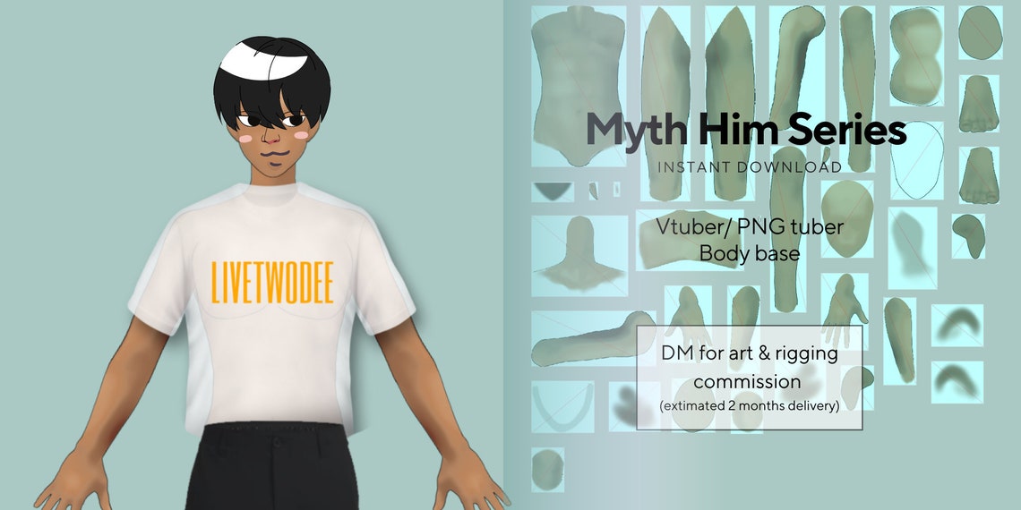 Bundle Male Vtuber Model - Body Base - .PSD | Separated Layers | Vtuber ...
