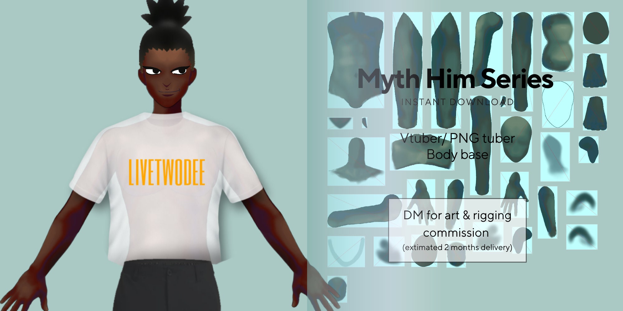 Bundle Male Vtuber Model - Body Base - .PSD | Separated Layers | Vtuber ...