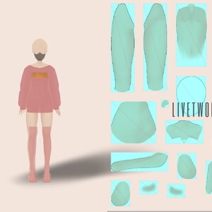 Cute Vtuber Model Body Base .PSD Separated Layers Vtuber Assets Anime ...