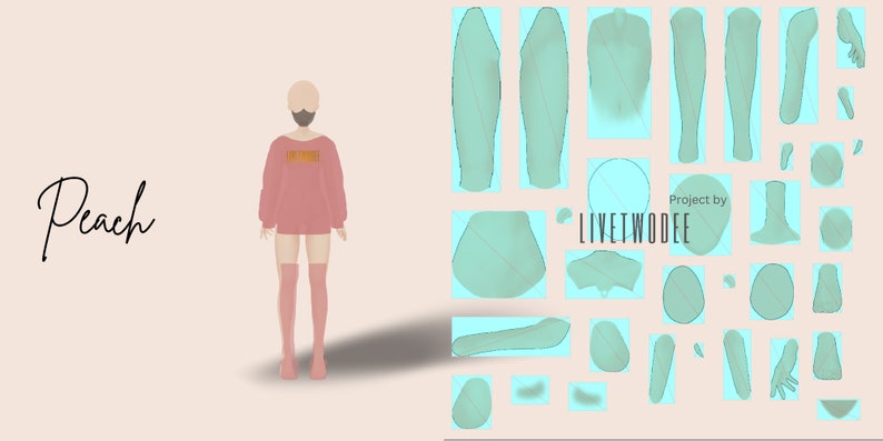 Cute Vtuber Model Body Base .PSD Separated Layers Vtuber Assets Anime ...