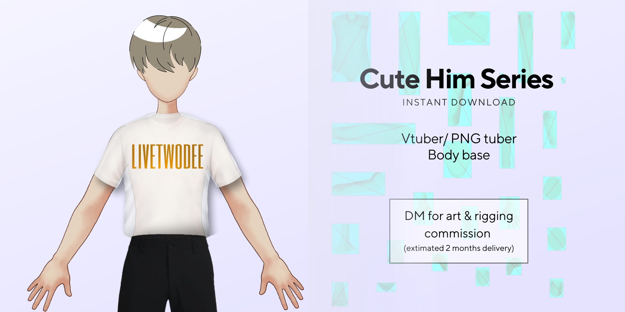 Boy/male Body Base .PSD Separated Layers Live2d Vtuber Model Vtuber ...