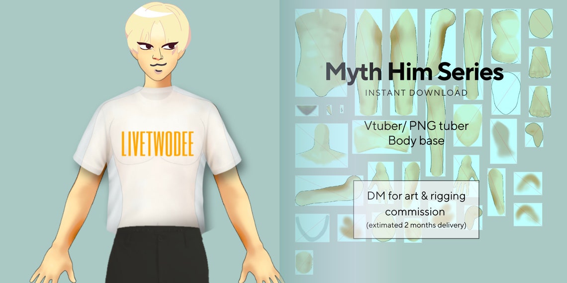 Bundle Male Vtuber Model - Body Base - .PSD | Separated Layers | Vtuber ...