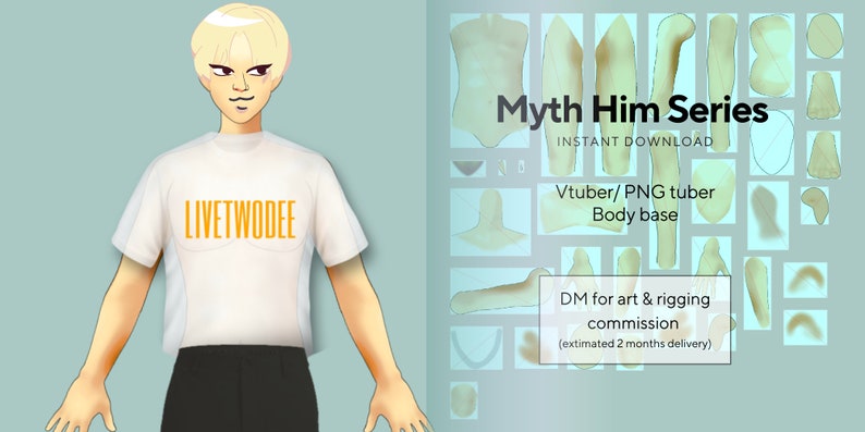 Bundle Male Vtuber Model - Body Base - .PSD | Separated Layers | Vtuber ...