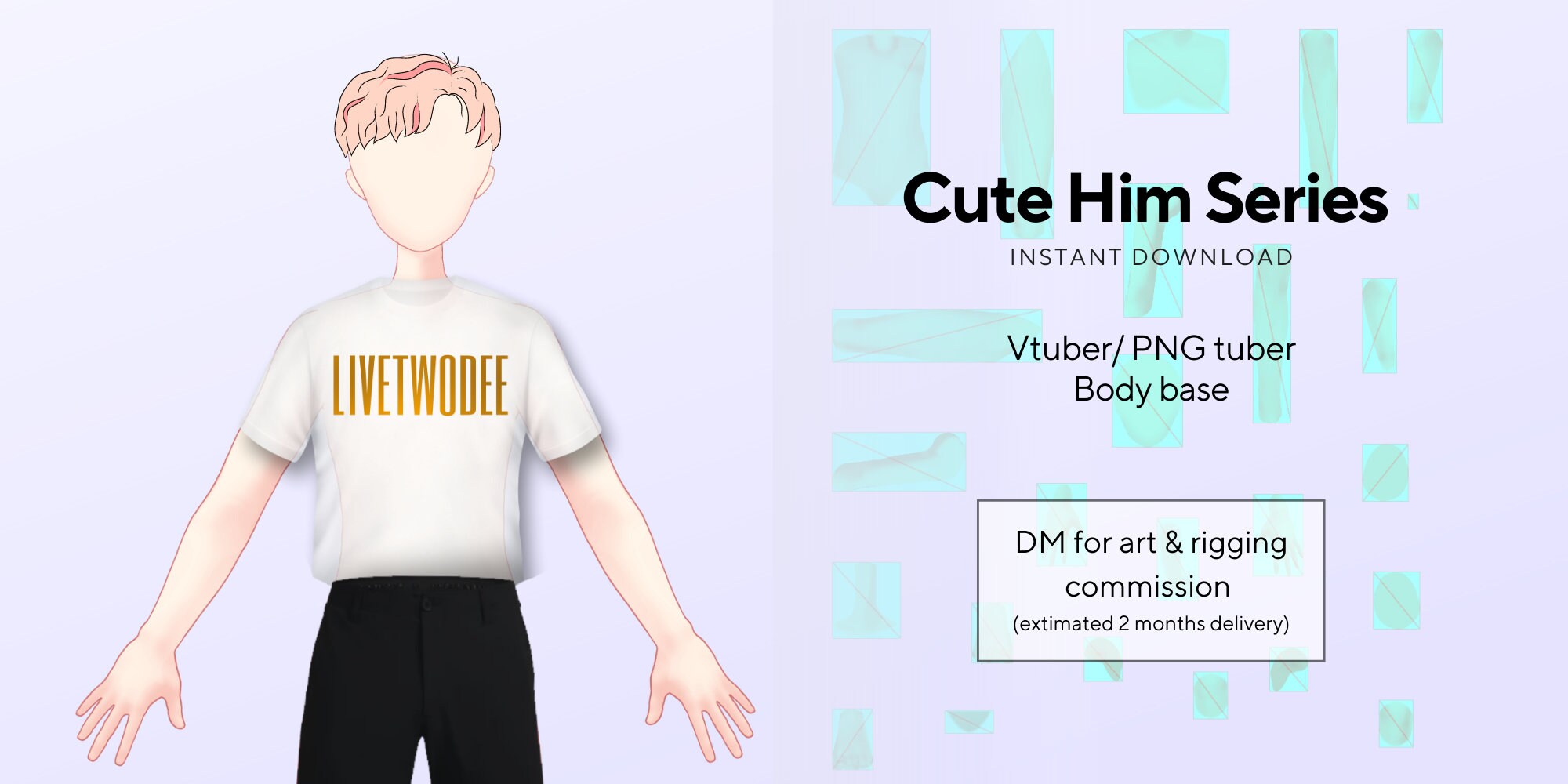 Boy/male Body Base - .PSD | Separated Layers | Live2d Vtuber Model ...