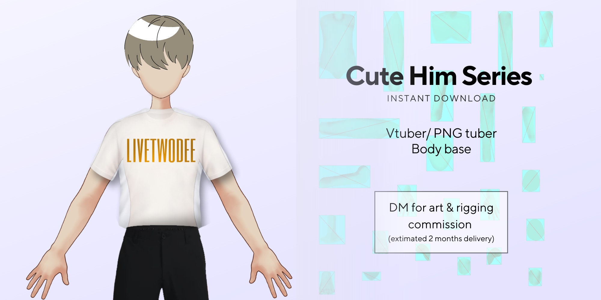 Boy/male Body Base - .PSD | Separated Layers | Live2d Vtuber Model ...