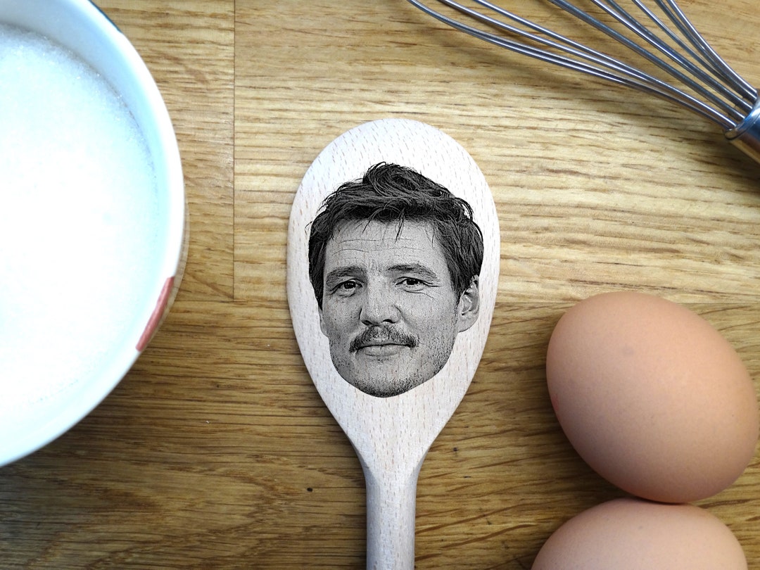Pedro Pascal's Face Engraved on a Wooden Spoon 30cm, Birthday ...