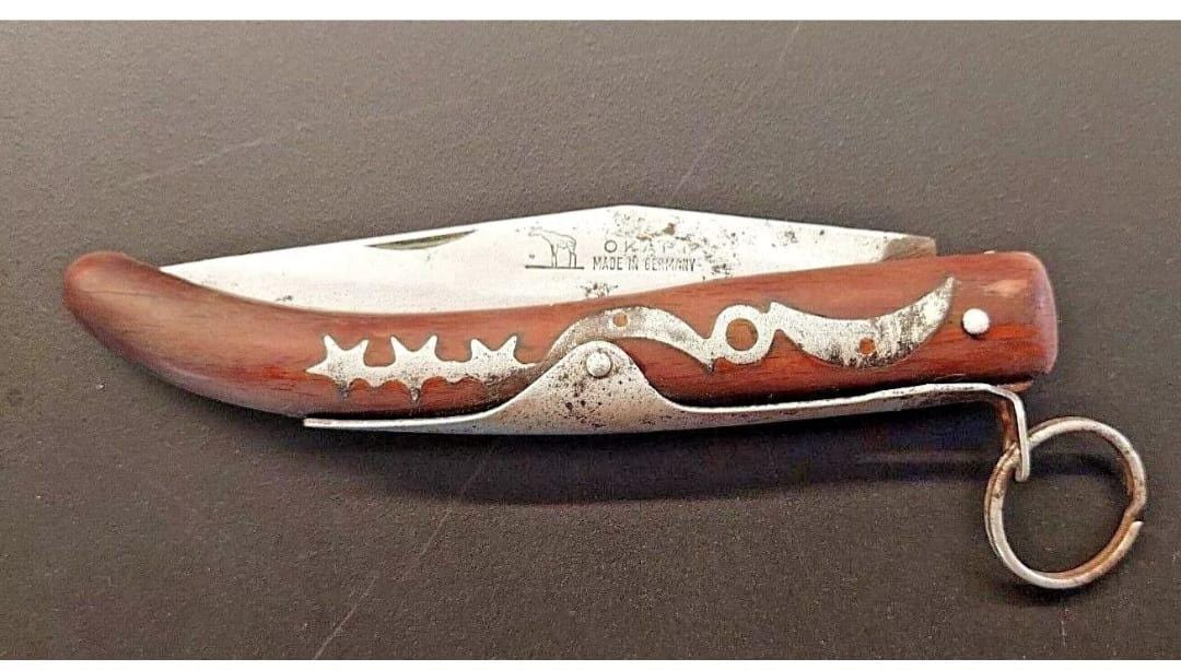 Vintage OKAPI FOLDING Pocket Knife Ring-lock Star & Moon Made in ...