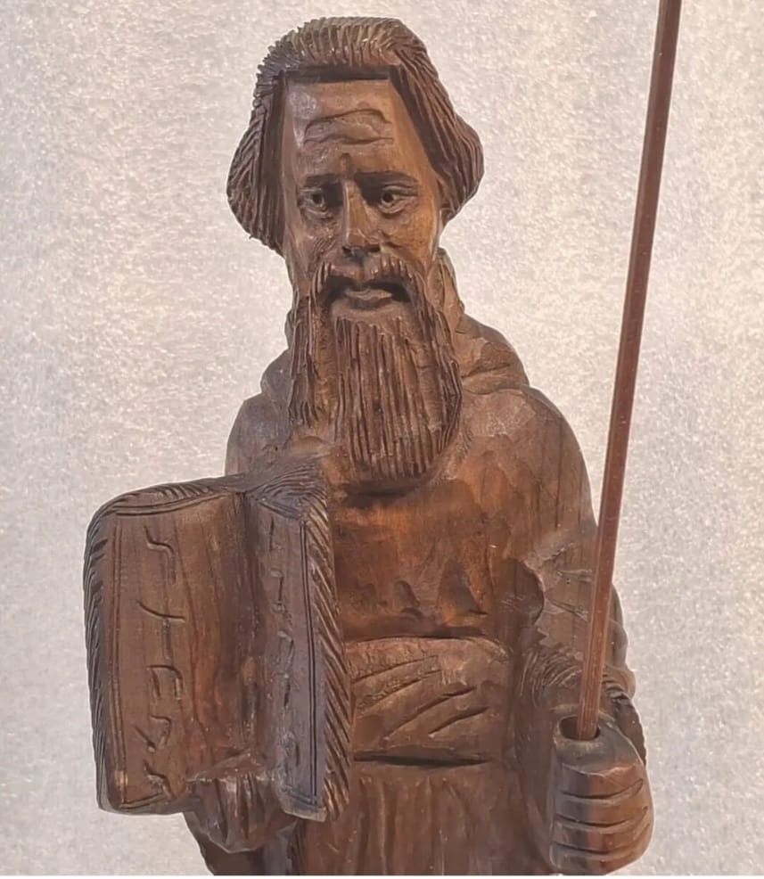 Rare Amazing Old OLIVE WOOD CARVING Figurine Moshe Rabbeinu Rabbino ...