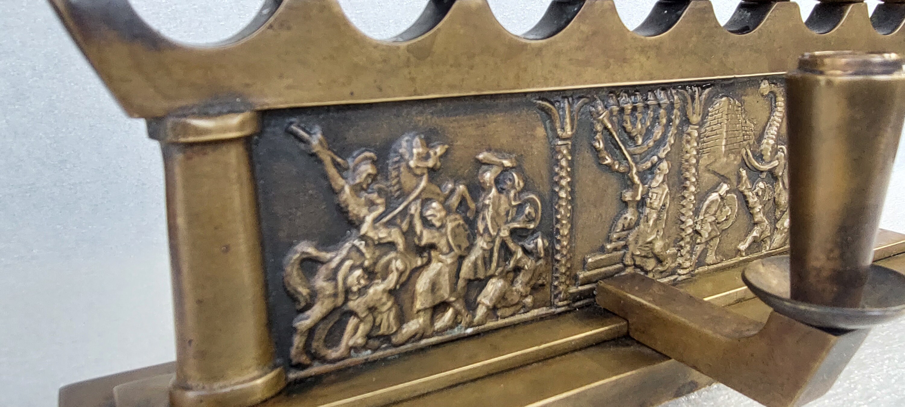 Very Rare Judaica Jewish Old MENORAH Brass PAL BELL Israel Independenc ...