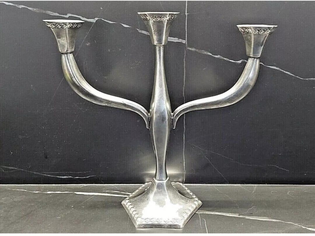 Jewish Judaica Vtg CANDLESTICKS Candelabra HAZORFIM Silver Sterling 925 ...