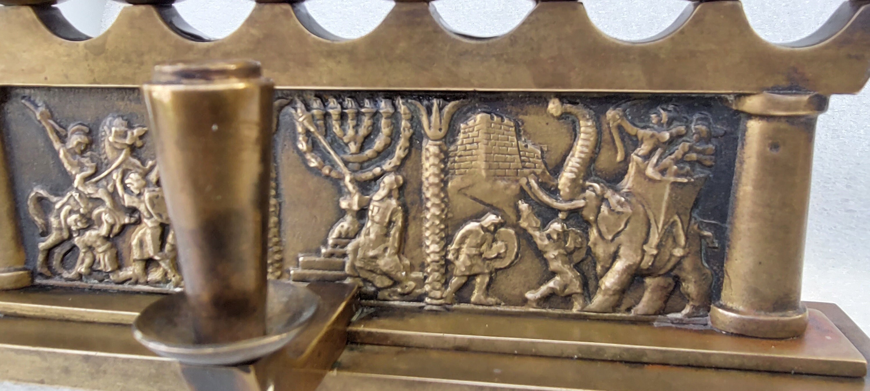 Very Rare Judaica Jewish Old MENORAH Brass PAL BELL Israel Independenc ...
