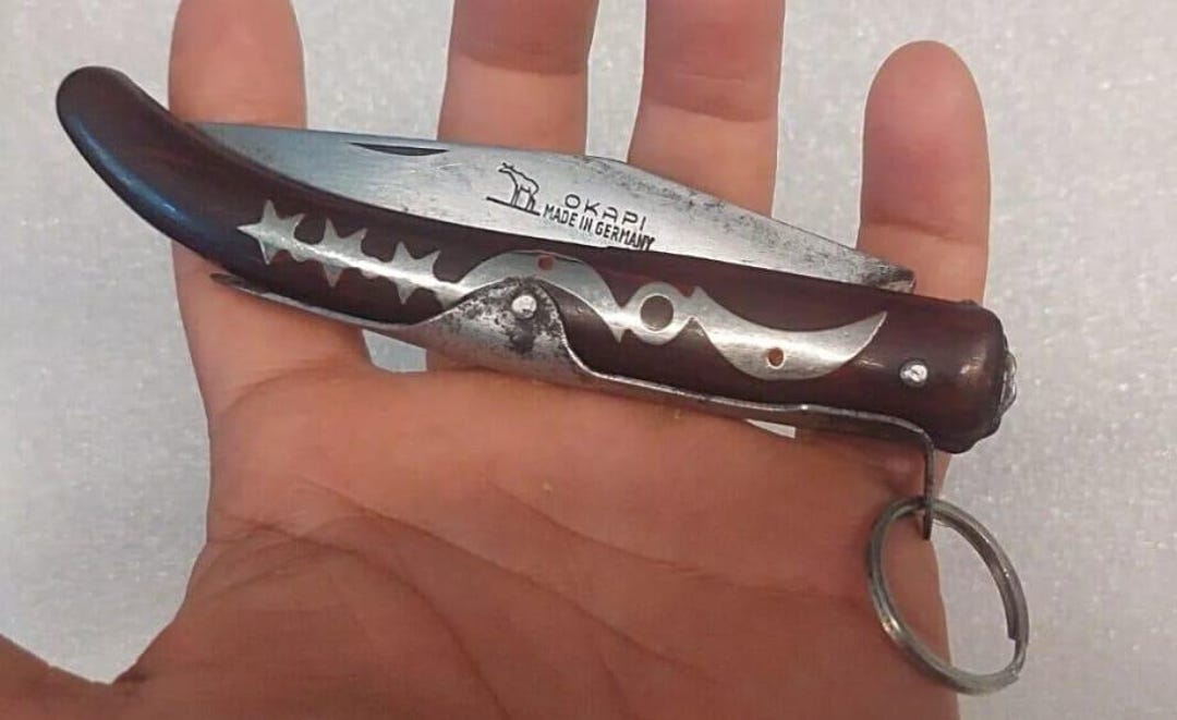 Vintage OKAPI FOLDING Pocket Knife Ring-lock Star & Moon Madein Germany ...