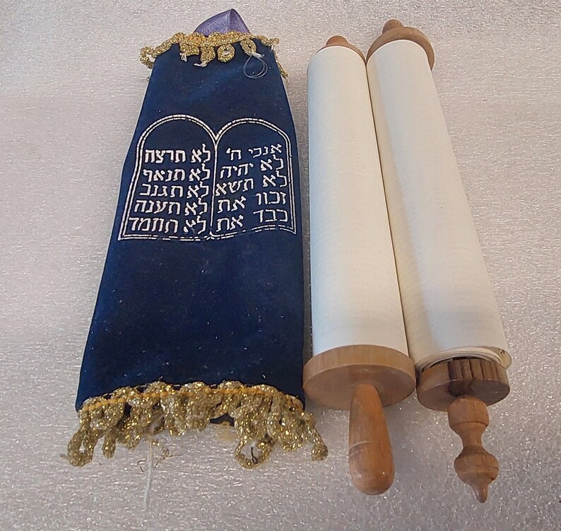 Vtg Israel Sefer TORAH Scroll Miniature BIBLE Hebrew Jewish Judaica 50 ...
