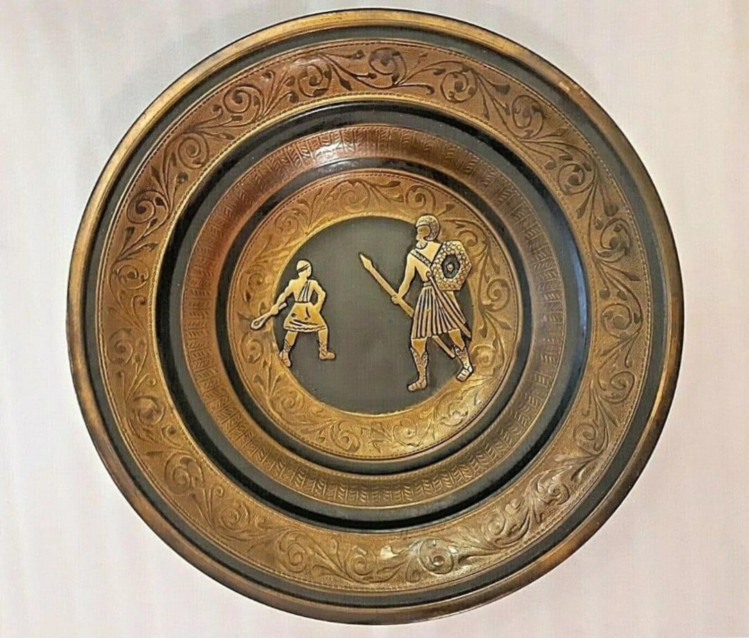 Rare Old Copper Plate DAVID & GOLIATH ISRAEL Judaica Jewish 50's ...